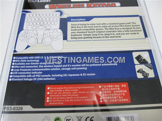 Wireless Keypad Keyboard for Sony Playstation 3 PS3 Controller--PS3 ...